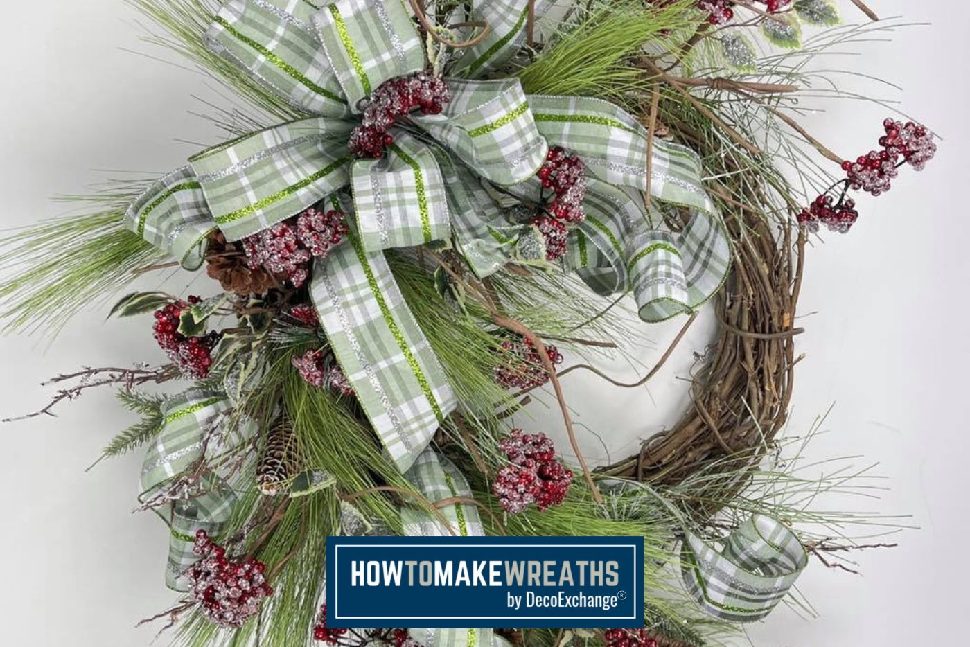 Simple Christmas Wreath With Frosted Berries