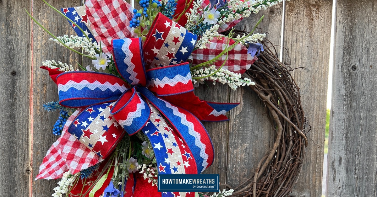 Simple Patriotic Wreath for Front Door - How to Make Wreaths - Wreath ...